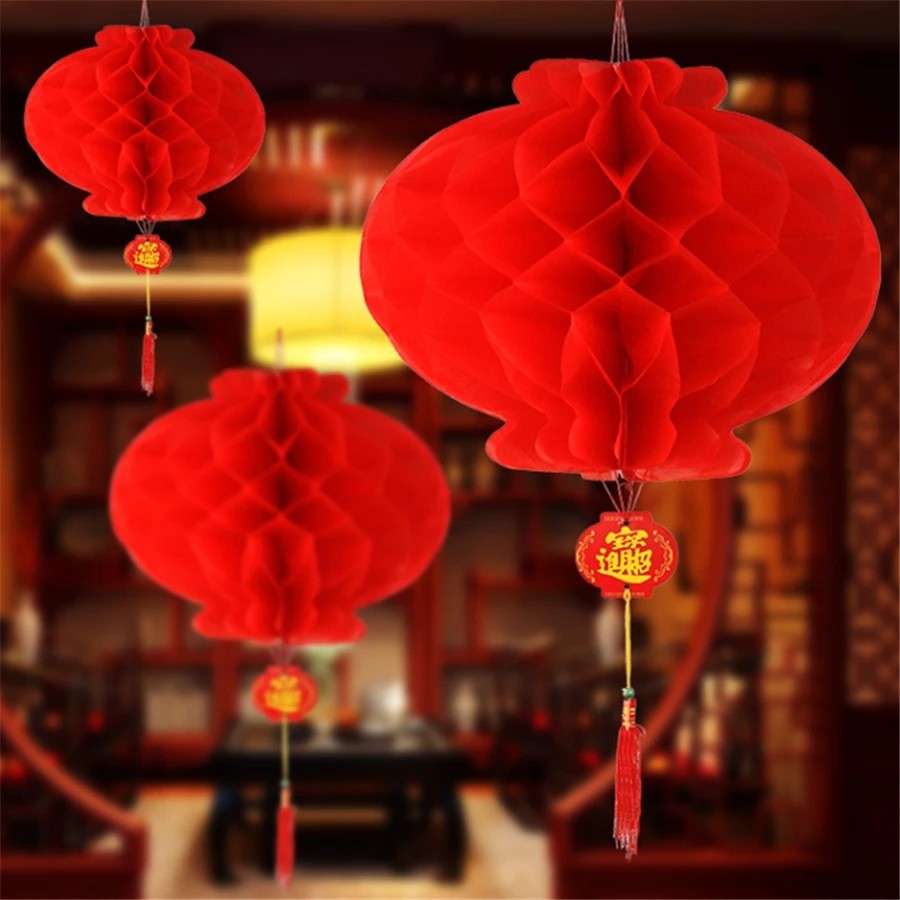 BC 1/2 PCS Red Lanterns Traditional Chinese New Year Vibrant Festive ...