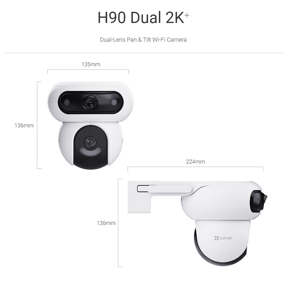 Ezviz H90 Dual Lens (4MP + 4MP) Dual Rotation Pan/Tilt Two Way Talk ...