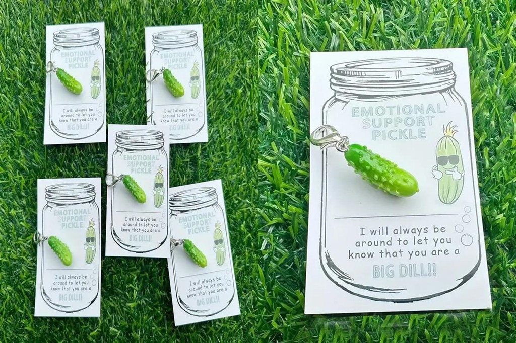 SL Fun Cucumber Keychain Set of 3 Pickle Keychains with Positive Card ...