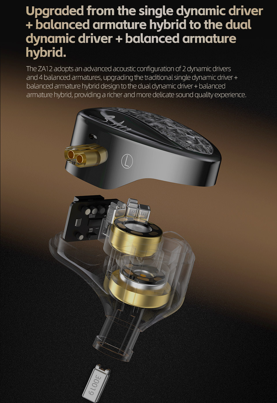 KZ ZA12 strongest KZ hybrid IEM earphones dynamic With Tuning Switches ...