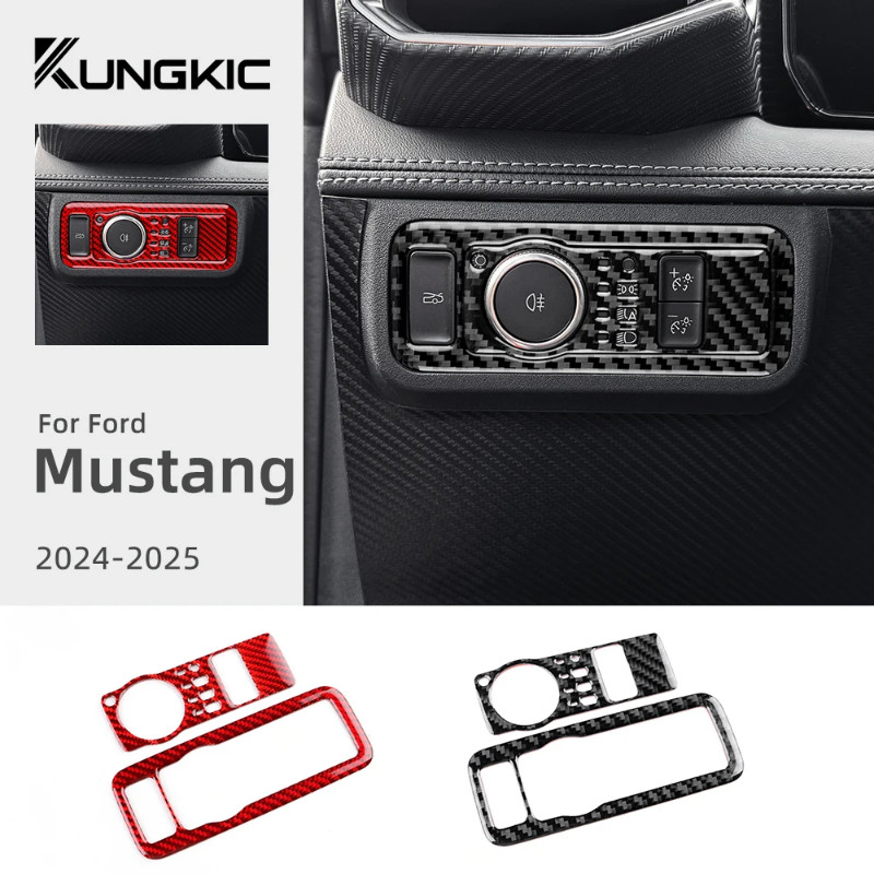 Real Soft Carbon Fiber Sticker Car Headlight Switch for Ford Mustang GT ...