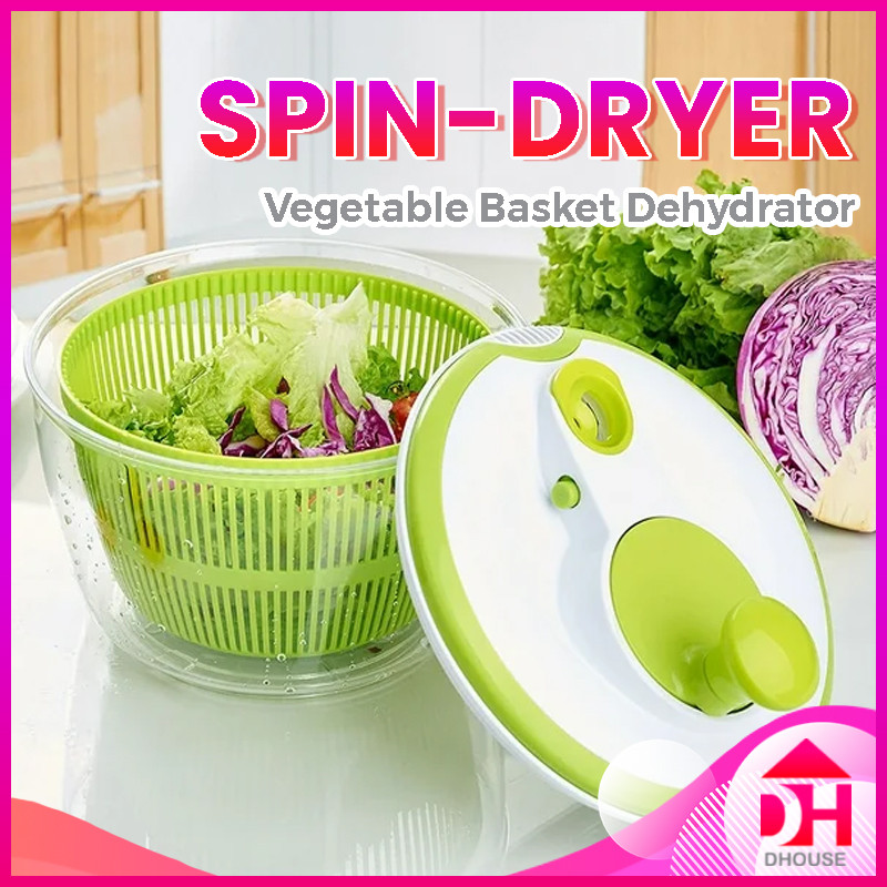 Rotary Salad Spinner Manual Fruits Vegetables Dehydrator Basket Sink ...