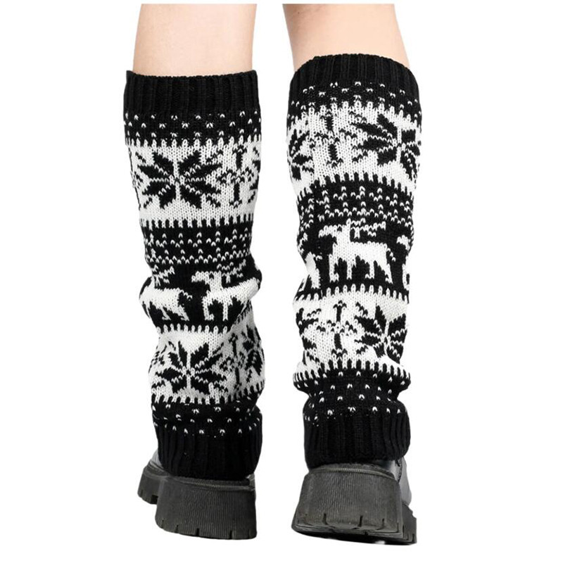 (HK)A Pair Of Women's Knitted Leg Guards With Cartoon Deer Pattern ...