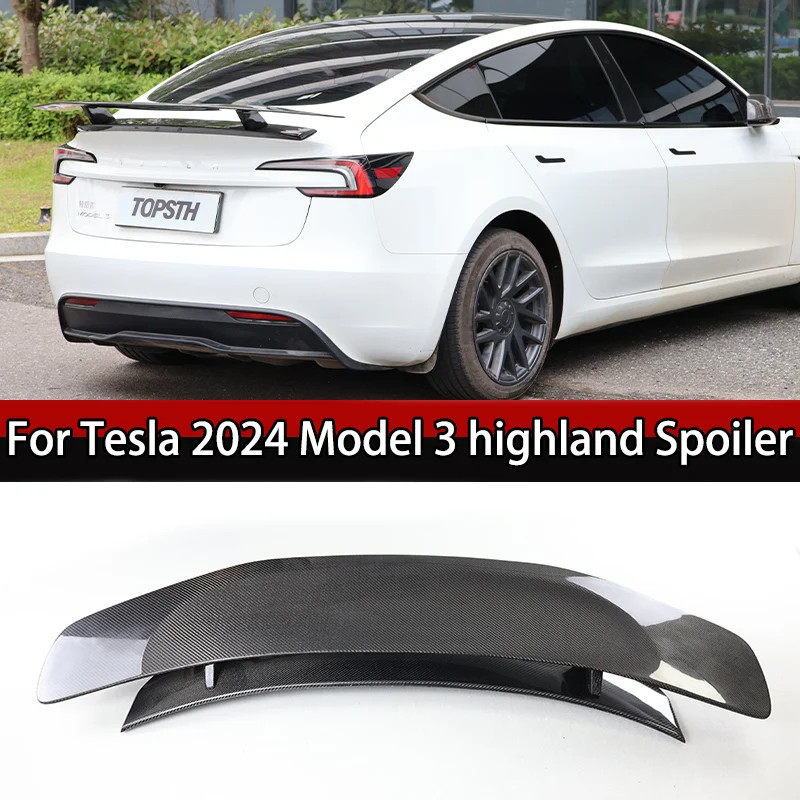 For 2024 Tesla Model 3 highland Carbon Fiber GT tail Spoiler Wing ...