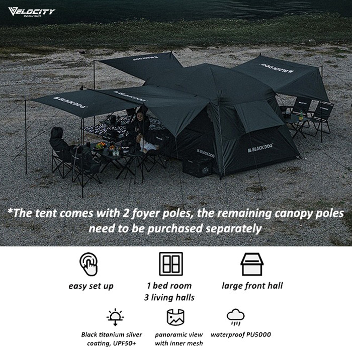 BLACKDOG Waterproof Tent khemah Kalis Air SHANTING Black dog Camping ...