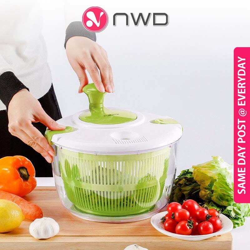 𝗦𝗣𝗜𝗡 𝗙𝗥𝗘𝗦𝗛 》 3/5L Salad Spinner Manual Vegetable Fruit Dehydrator ...