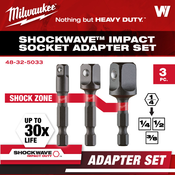 Milwaukee SHOCKWAVE 3pcs Impact Socket Adapter Set 48325033 / 48-32-5033 | Shopee Malaysia