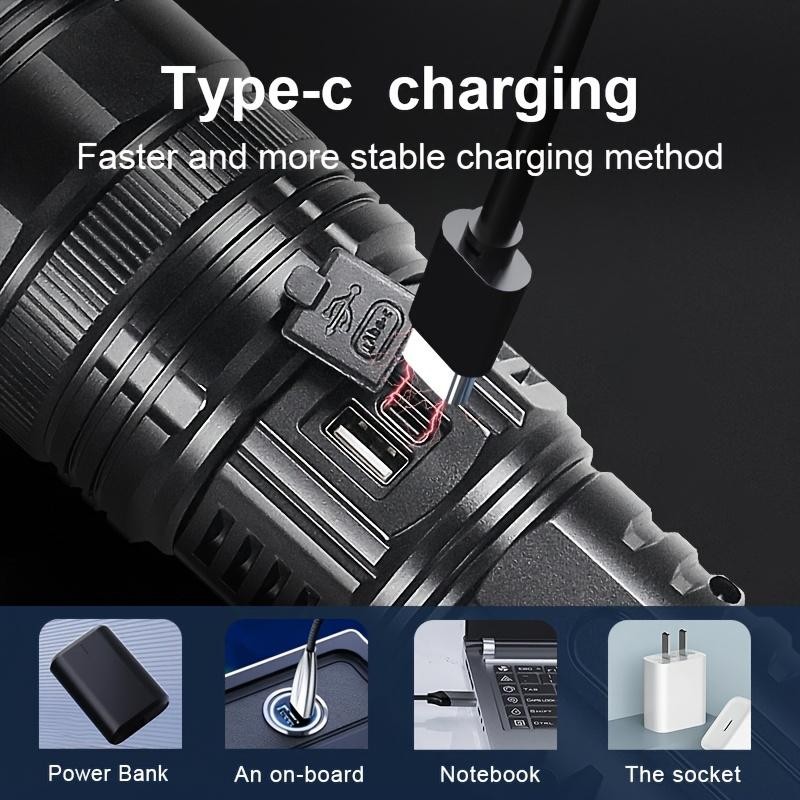 New Most Powerful Led Flashlights Rechargeable Flashlight Built-in ...