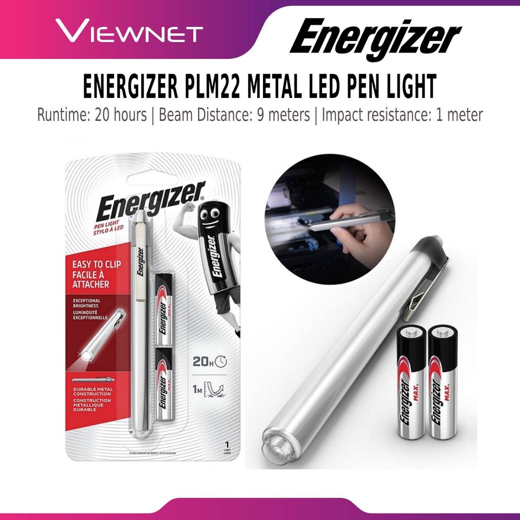 ENERGIZER PLM22 METAL LED PEN LIGHT WITH 2X AAA BATTERIES/ PEN STYLE ...