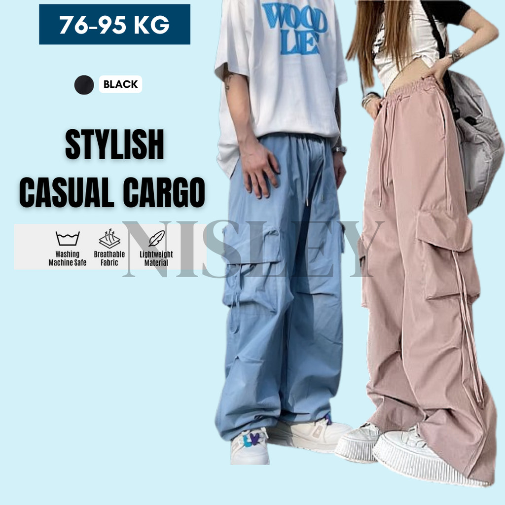 Seluar Kargo Cargo Pants Women Long Pants Straight Cut Pants Loose Legs ...