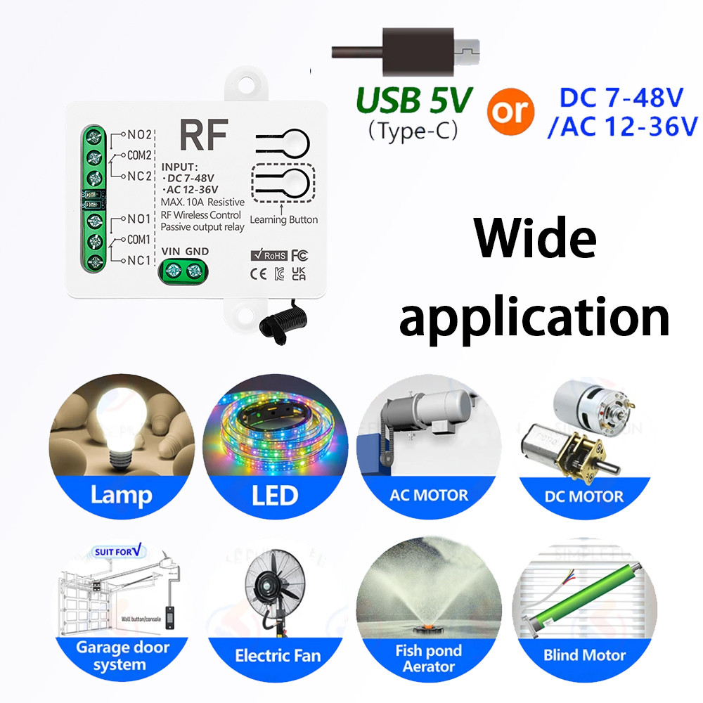 RF433MHz Universal wireless remote control transmitter DC 12V 24V AC12 ...