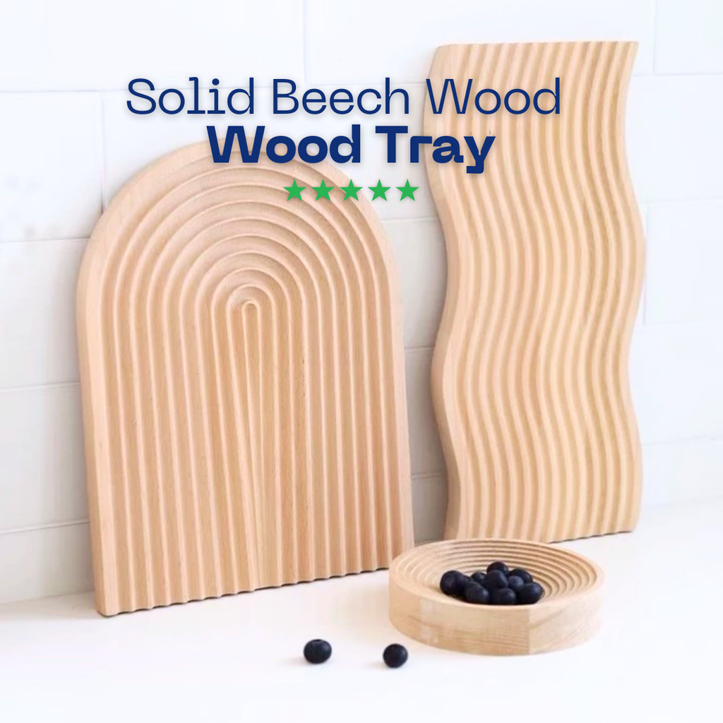 [DC] Wooden Wave Bread Tray Serving Modern Nordic Style Storage Home ...