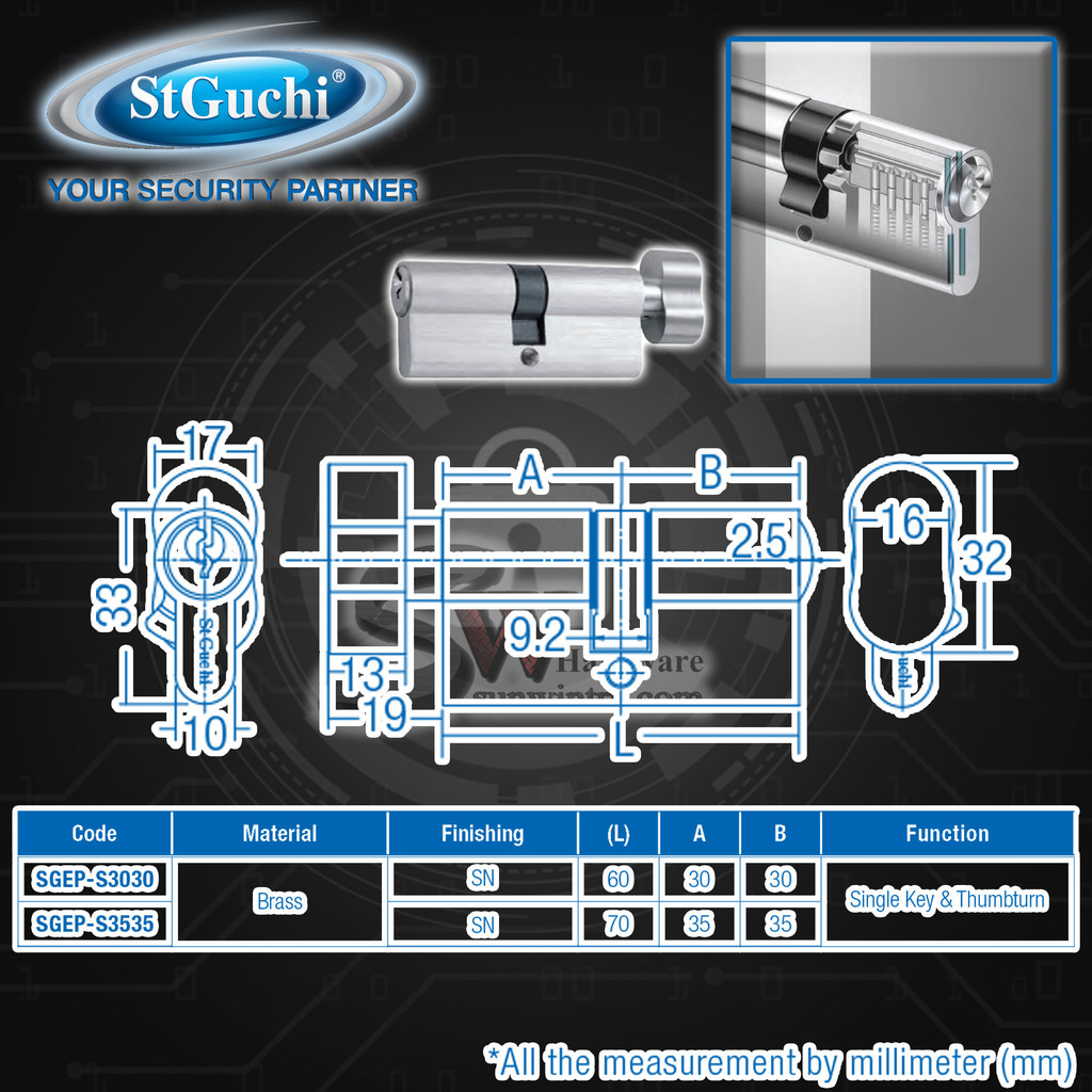 ST GUCHI SGLHR-6861 LEVER MORTISE LOCKSET COMPLETE SET 60MM / 70MM ...
