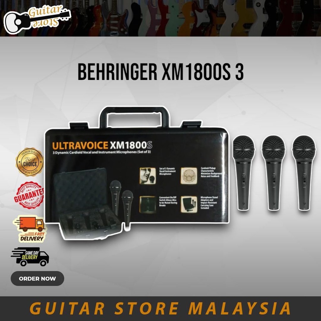 Behringer XM1800S 3 Kardioid Dinamik Vokal dan Mikrofon Instrumen (Set ...