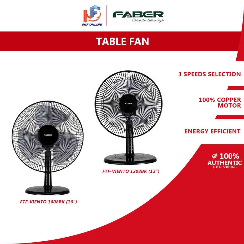 Faber Kipas Meja Table Fan FTF-1208BK (12") FTF-1608BK (16") | Shopee ...