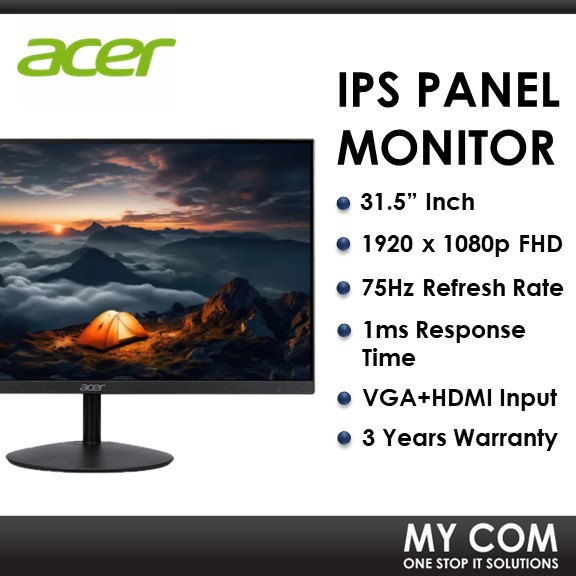 Acer SA322QA 31.5" FHD Monitor IPS 75Hz 1ms FreeSync Monitor With VGA ...
