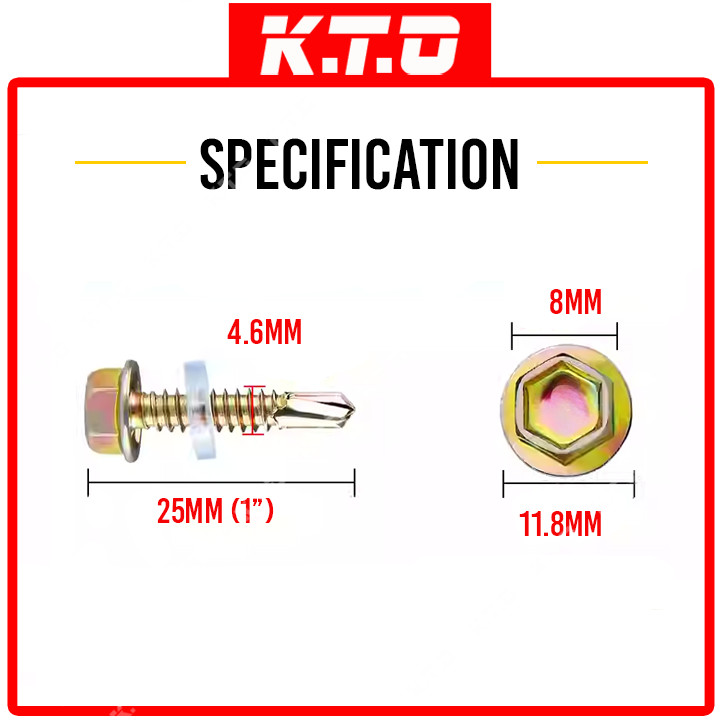 1 Box 1000pcs Self Drilling Screw DS-HW 520 Hex Drill Zink Roof Awning ...