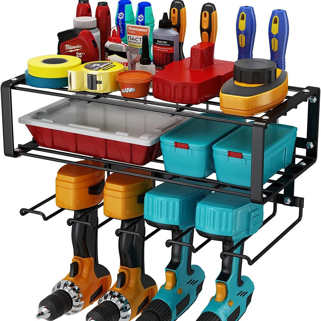 Heavy-duty Electric Drill Storage Rack Garage Tool Tidy-up Screwdriver ...