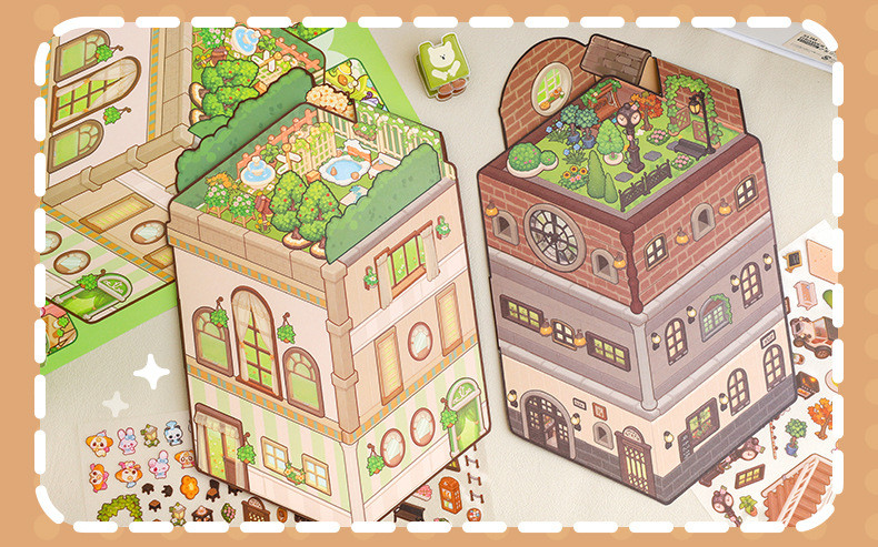 4-layer Oversized Landscaping Creative Stickers Cartoon Three-Layer ...