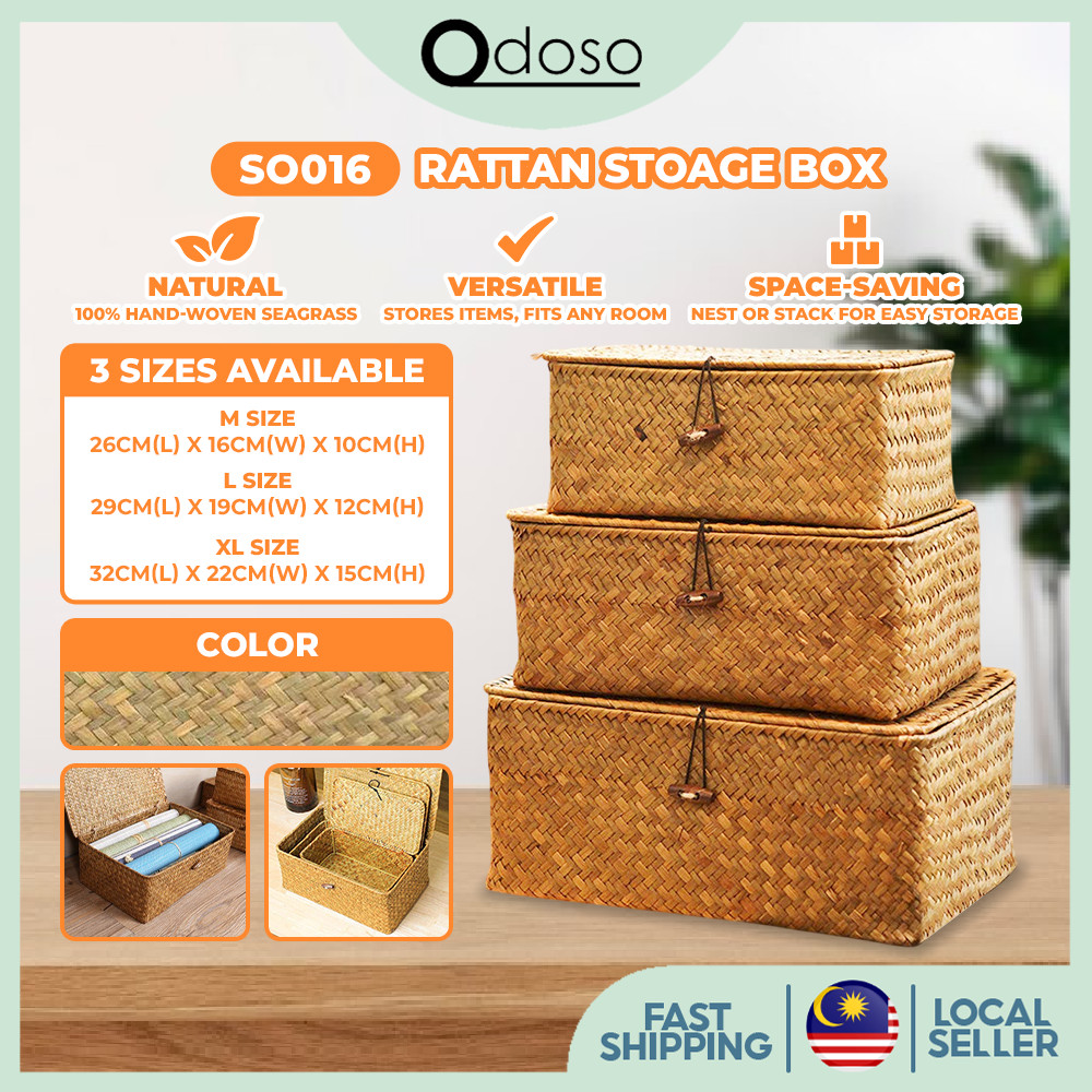 SO016 Rattan Storage Box (Available in 3 Size) Hand Woven Rattan Home ...