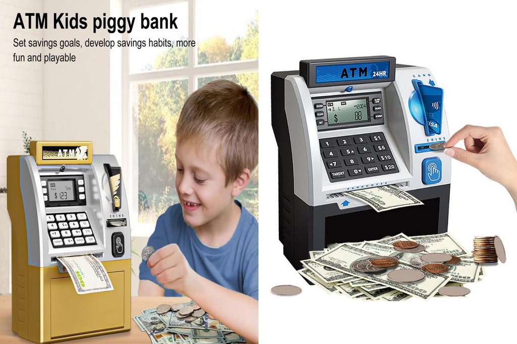 EDI Kids Atm Machine Toy Educational Money Box Kids Atm Piggy Bank Toy with Card Educational ...