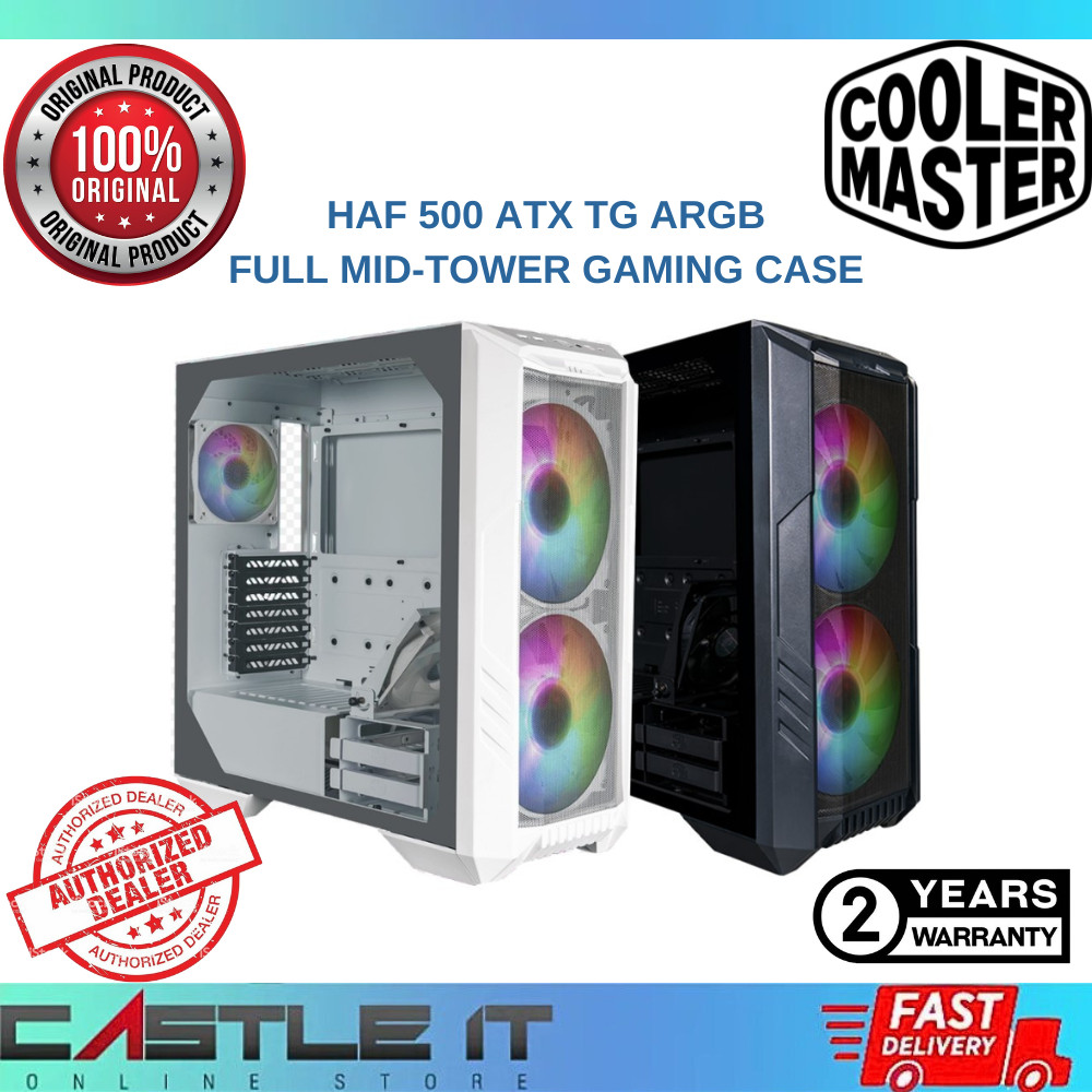 Cooler Master HAF 500 ATX TG ARGB FULL Mid-Tower Gaming Case BLACK ...