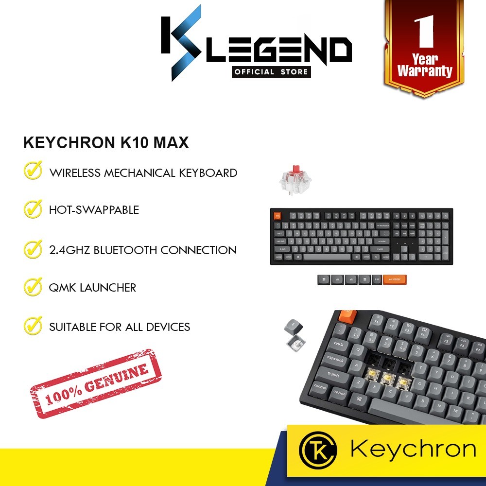 KEYCHRON K10 MAX QMK FULL SIZE RGB HOT-SWAP WIRELESS MECHANICAL ...