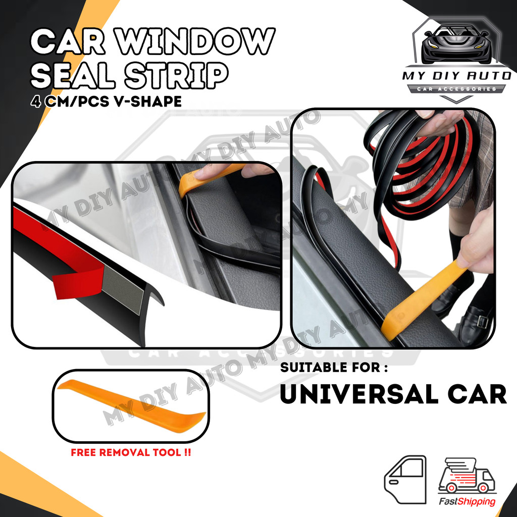 CAR WINDOW SEAL STRIP V-Shape Side Window Rubber Sealing Strip Auto ...