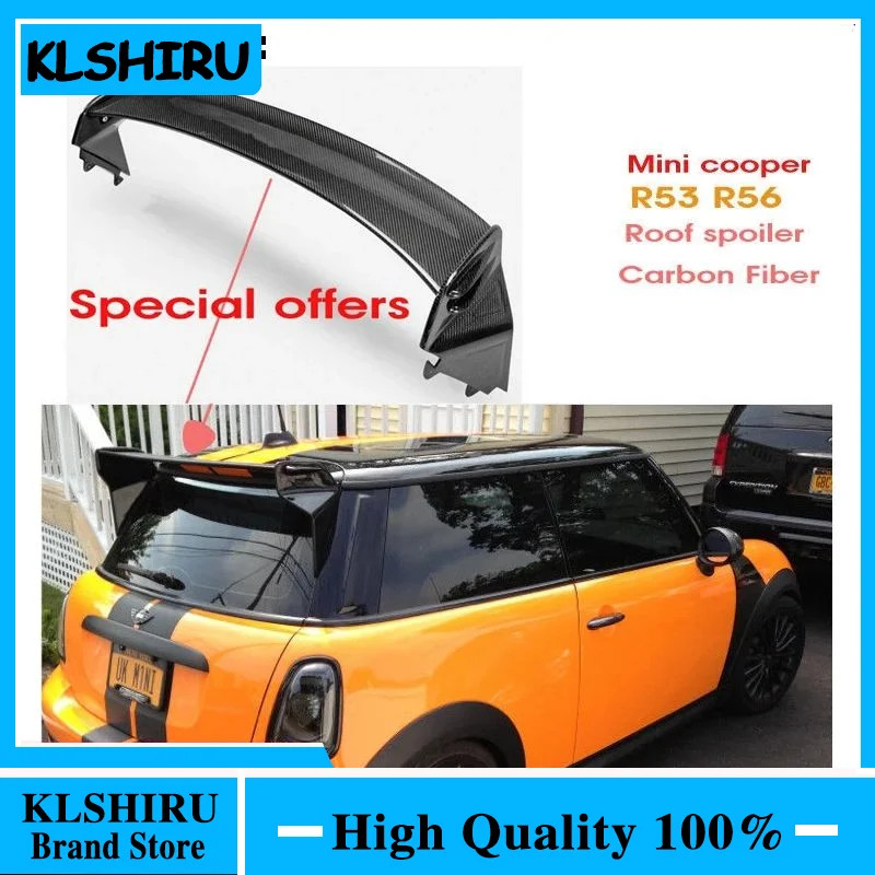 Car-styling JCW Carbon Fiber Roof Spoiler Glossy Finish Rear WIng Lip ...