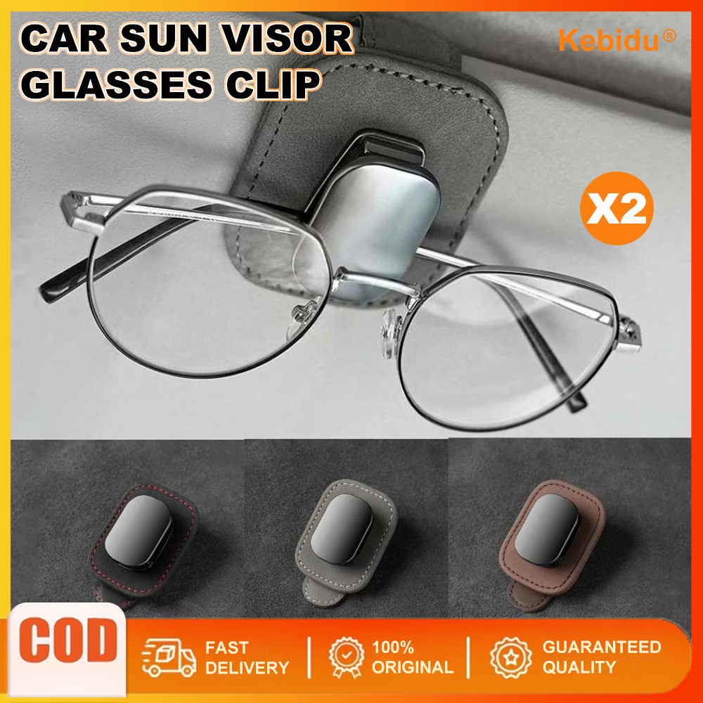 2pcs Metal Car Sun Visor Clip Glasses Holder Wear-Resistant Suede ...