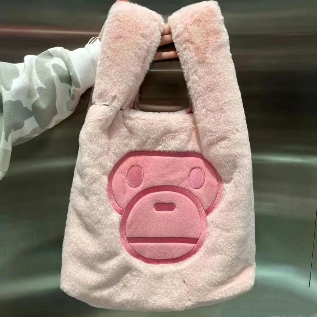 2025 New Velvet Handbag Monkey Cartoon Girl Shoulder Bag High-capacity ...