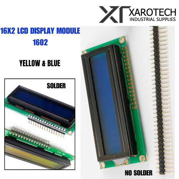 16x2 LCD Display Module 1602 Yellow with header solderless (No solder ...