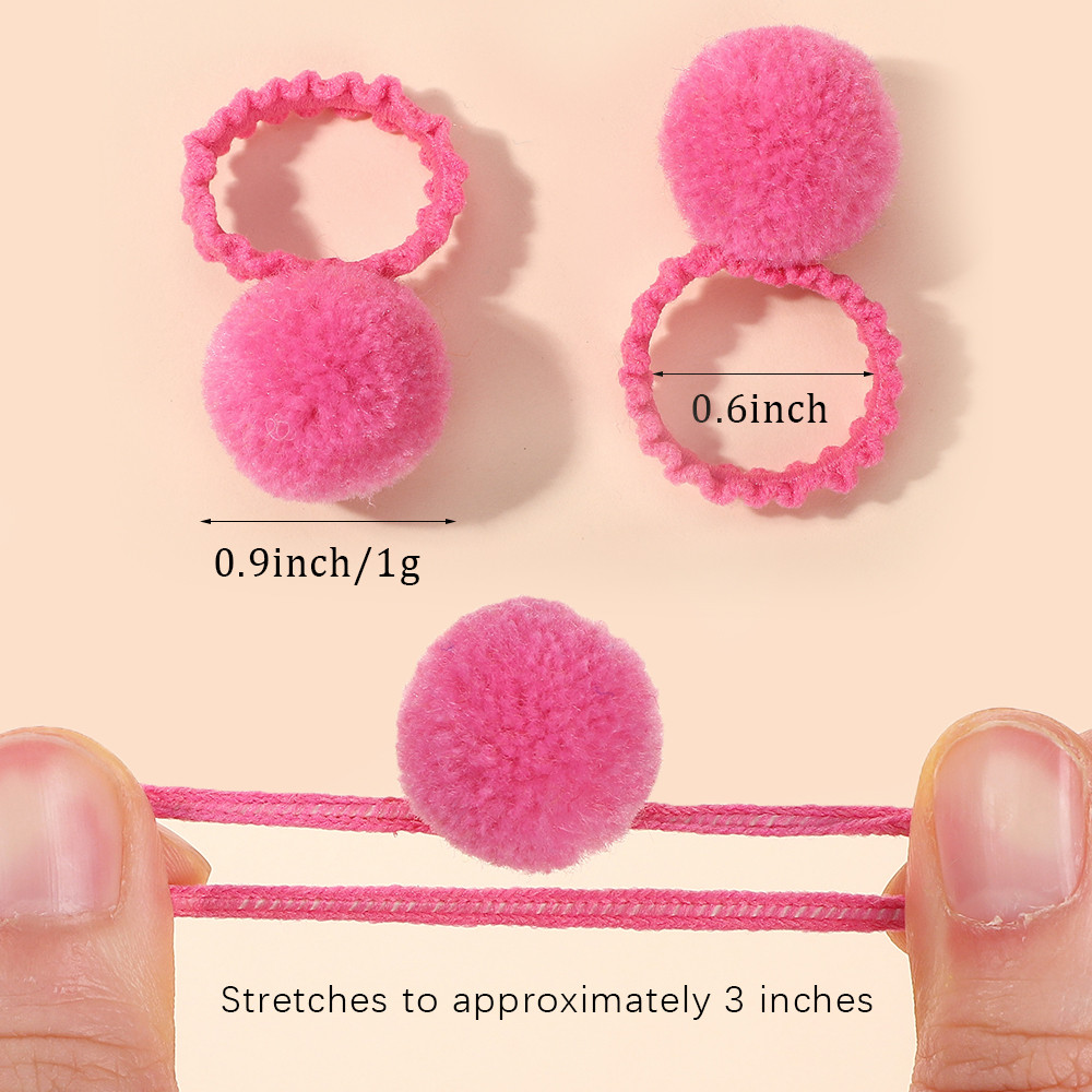 KIDSBOWS Girls Colorful Plush Ball Elastic Hair Bands Kids Hair Ropes ...