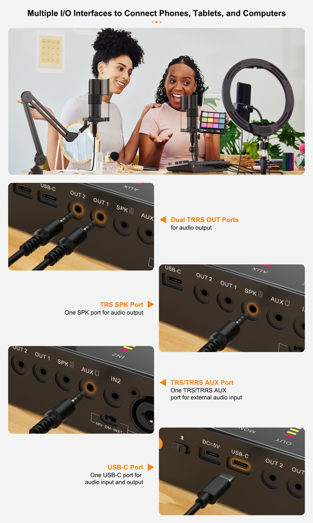 COMICA ADCaster C2 48kHz/24bit Multi-Functional Audio Interface (6.35mm ...