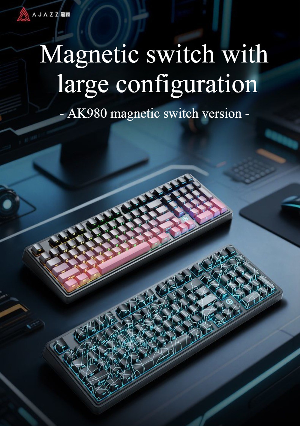 AJAZZ AK980 Max Magnetic Keyboard Wired with Numberpad 8KHz Polling ...