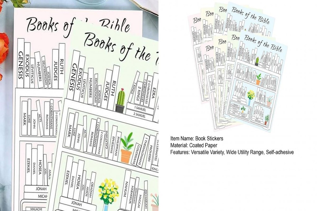 Cardboard Bible Stickers Tracking Labels Christian Bible Book Stickers ...