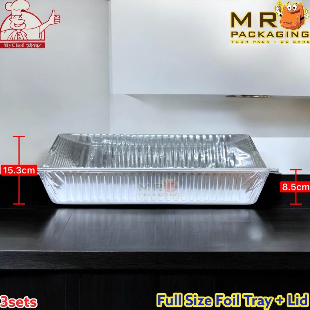 9850-P Aluminium Foil Rectangular Tray Full Size L Size Catering Buffet ...