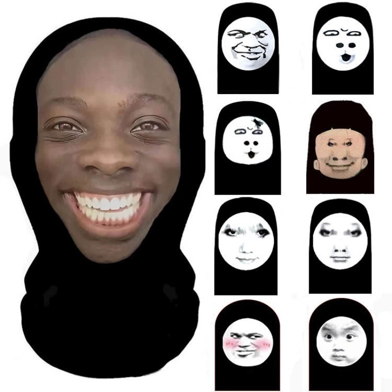 Funny abstract emoji pack mask prank human face mask dragon picture ...