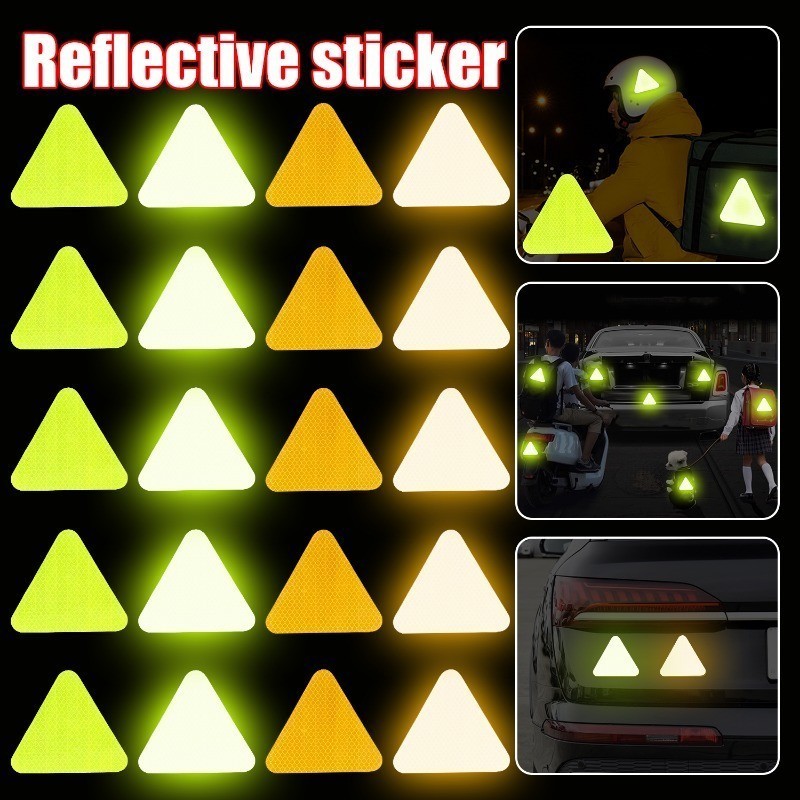 Car Triangle Reflective Sticker - For Auto Bumper Trunk - Night Safety ...