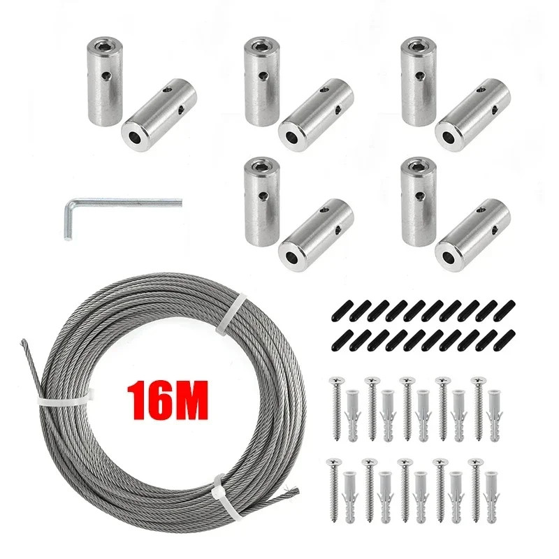 16M Plant Climbing Rope Kit 10 Pack Green Wall Stainless Steel Hubs for ...