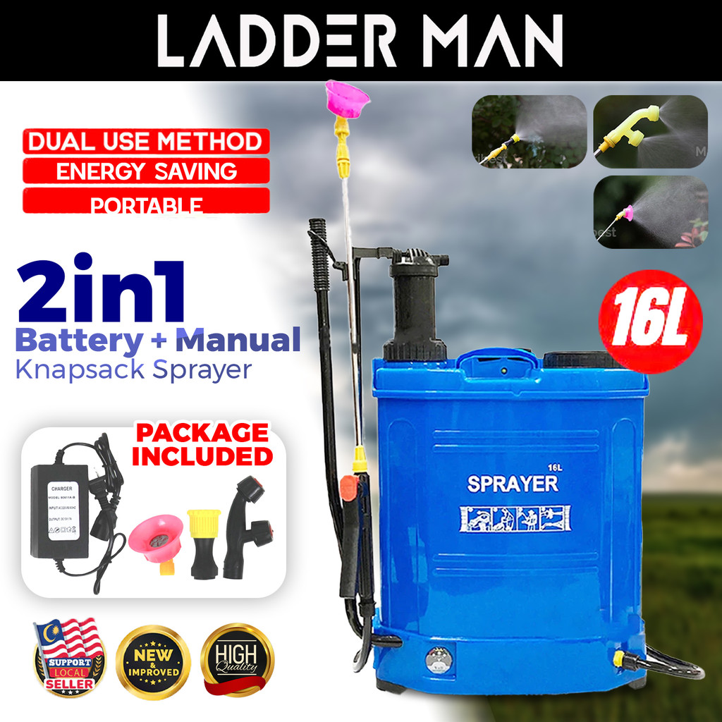 OGAWA 2 in 1 16L Manual Electric Knapsack Sprayer Pump Pam Racun Bateri ...