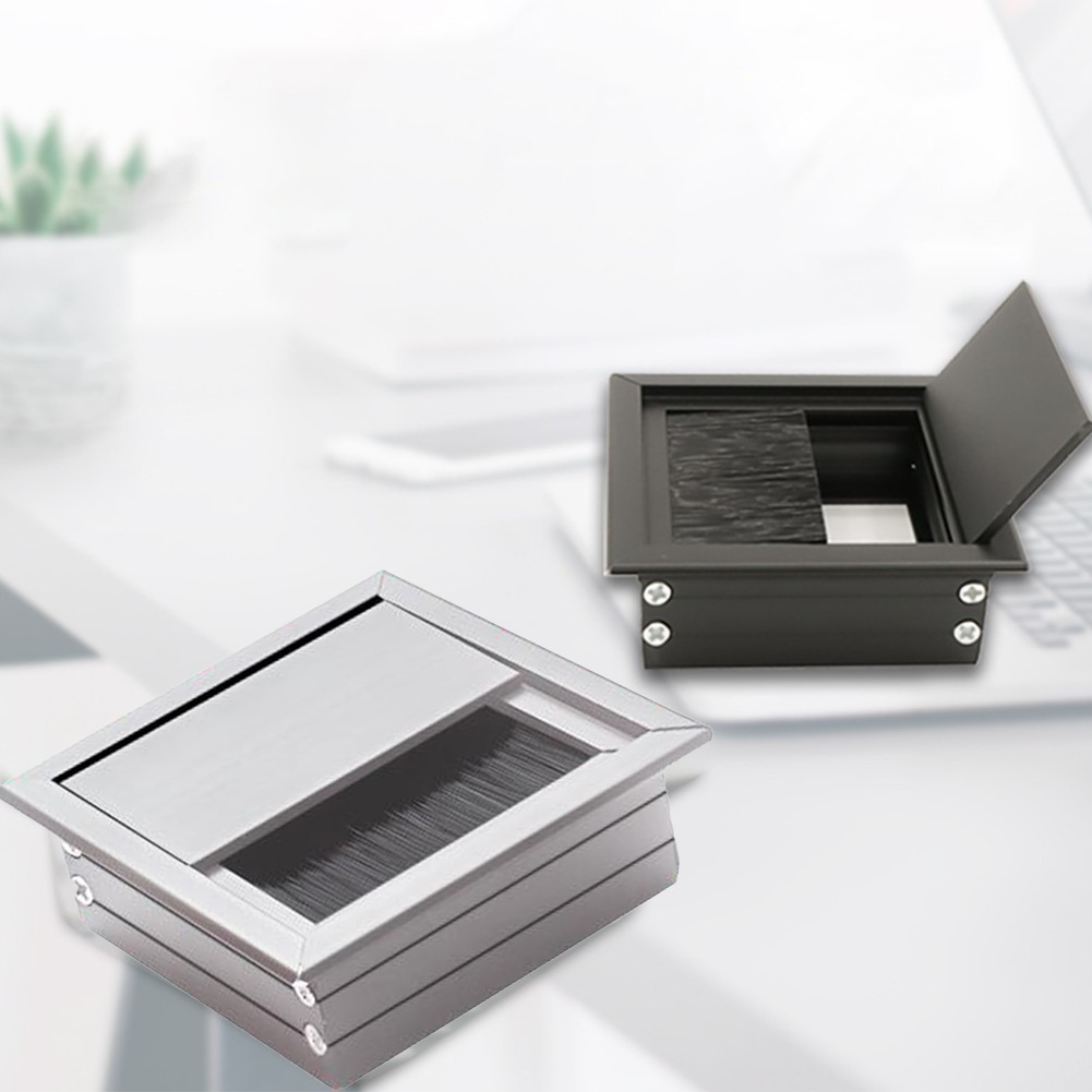 LOVELYU| Wire Cable Grommet Hole Cover Outlet Square Black/Silver ...