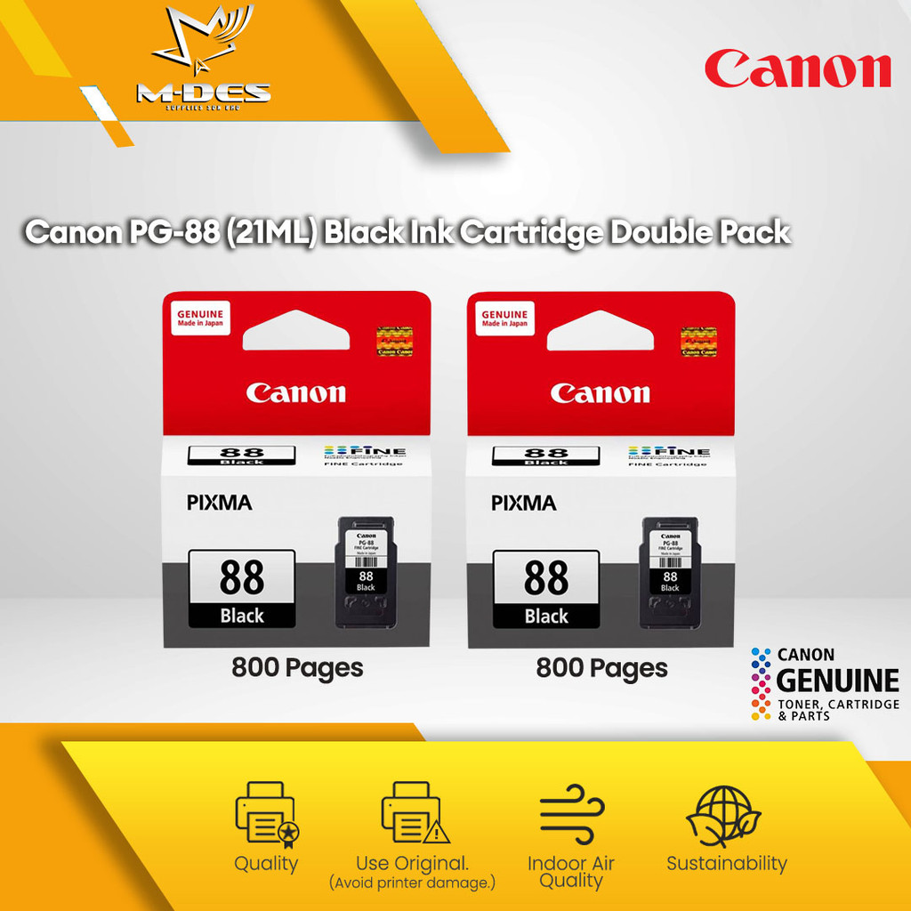 Canon PG-88 Black X 2 PCS (Twin Pack) Original Ink Cartridge / Canon Pixma E500 / E510 / E600 ...