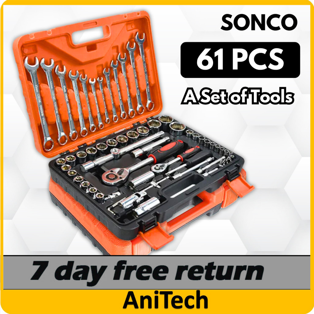 61pcs Combination Socket Wrench Ratchet Spanner Tools Set Box Power ...