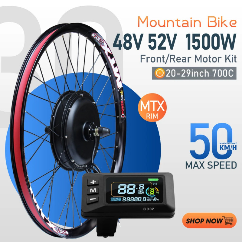 MTX Rim 52V 1500W Electric Bike Conversion Kit 48V 1500W Brushless Rear ...