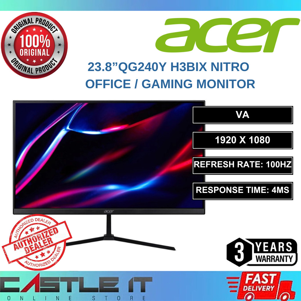 Acer 24" Nitro QG240Y QG240YH3BIX - Full HD 100HZ HD MI VGA AUX 4MS ...