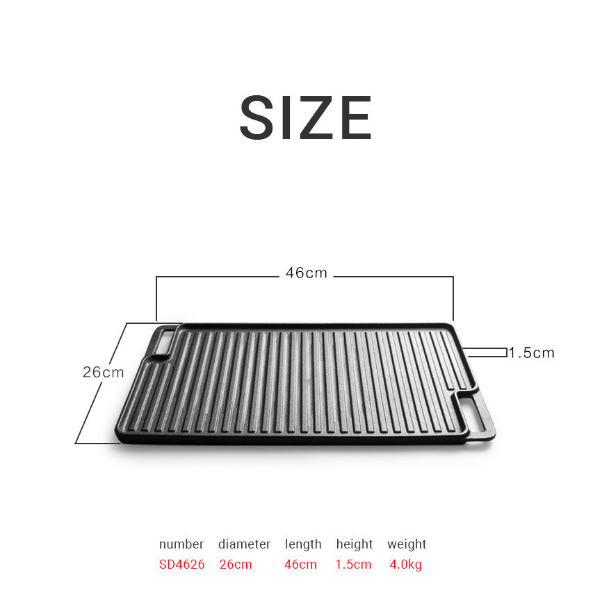Rectangle Cast Iron Skillet - Pre-Seasoned Cast Iron Pan - Cast Iron ...