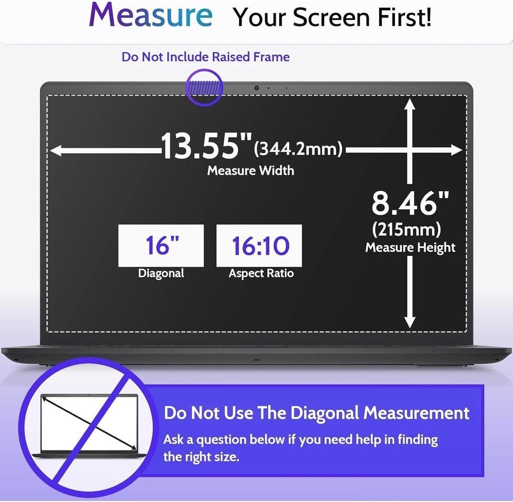 Magnetic Laptop Privacy Screen for 16:9 16:10 Computer Monitor ...