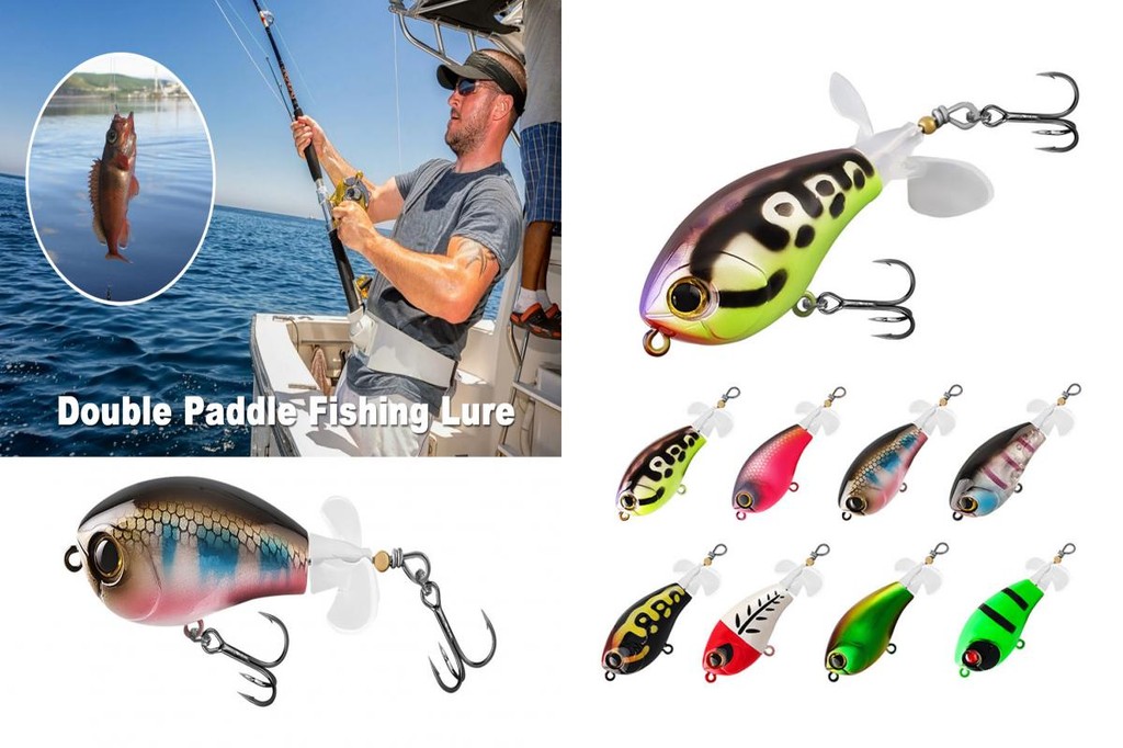 [Ni] Rotating Propellers Fishing Lure Topwater Fishing Lure with Double ...
