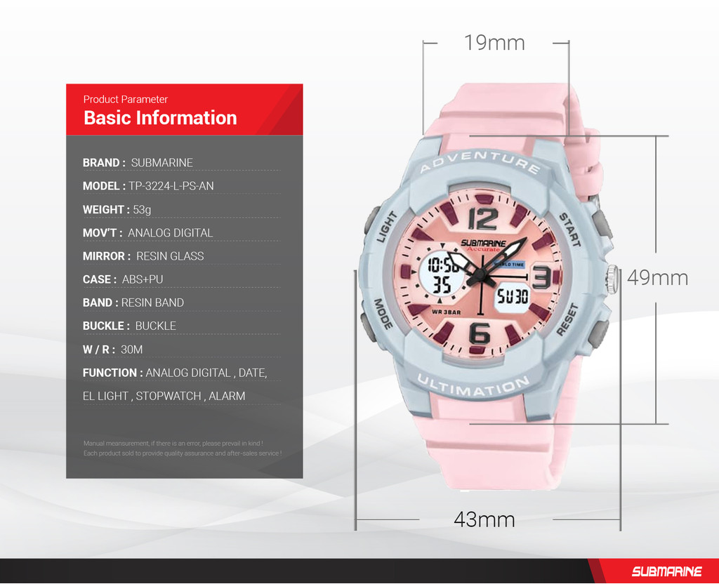 SUBMARINE Watch Women Watch Analog Digital Waterproof Sport Fashion LED ...